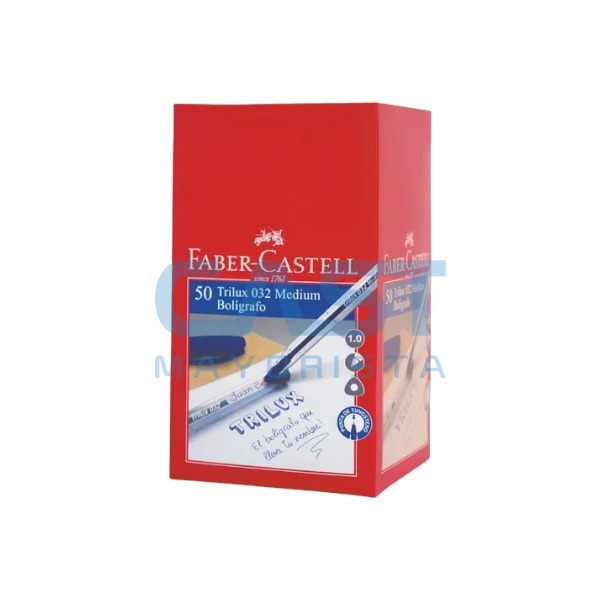 BOLIGRAFO FABER TRILUX 032 M X50 AZUL EN CAJA – CAST Mayorista